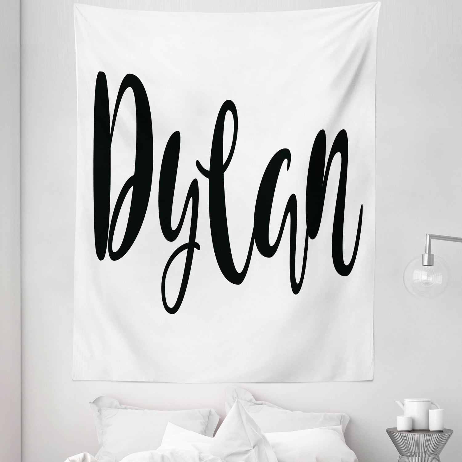 Dylan Tapestry, Monochrome Arrangement of Letters Font Design Hand ...