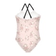 BZSMCE One-Piece Swimsuit with Crisscross StrapsPink Background Floral ...