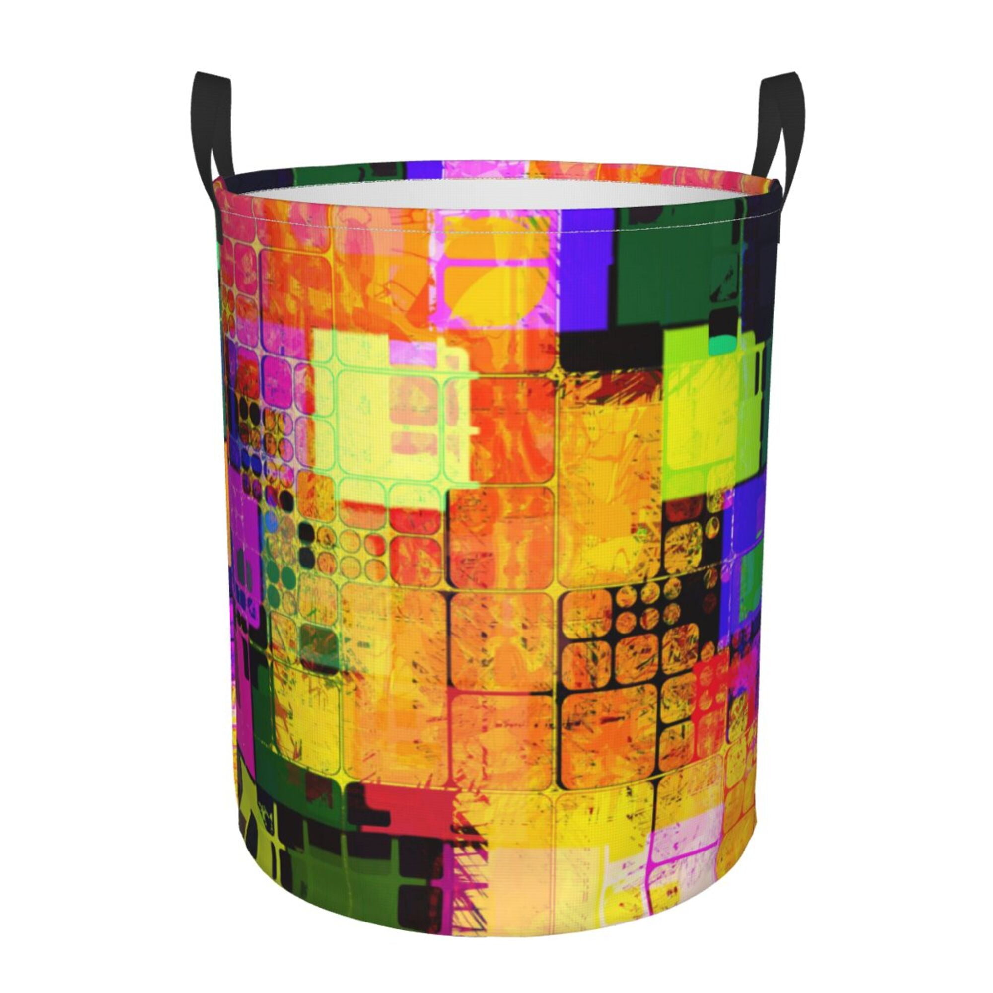 DouZhe Waterproof Collapsible Large Laundry Baskets, Abstract Squares ...