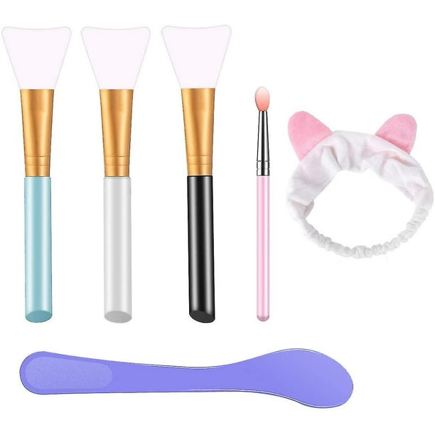 Face Mask Brush And Headband, 6 In 1 Hairless Silicone Facial Mask ...
