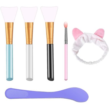 Face Mask Brush And Headband, 6 In 1 Hairless Silicone Facial Mask ...