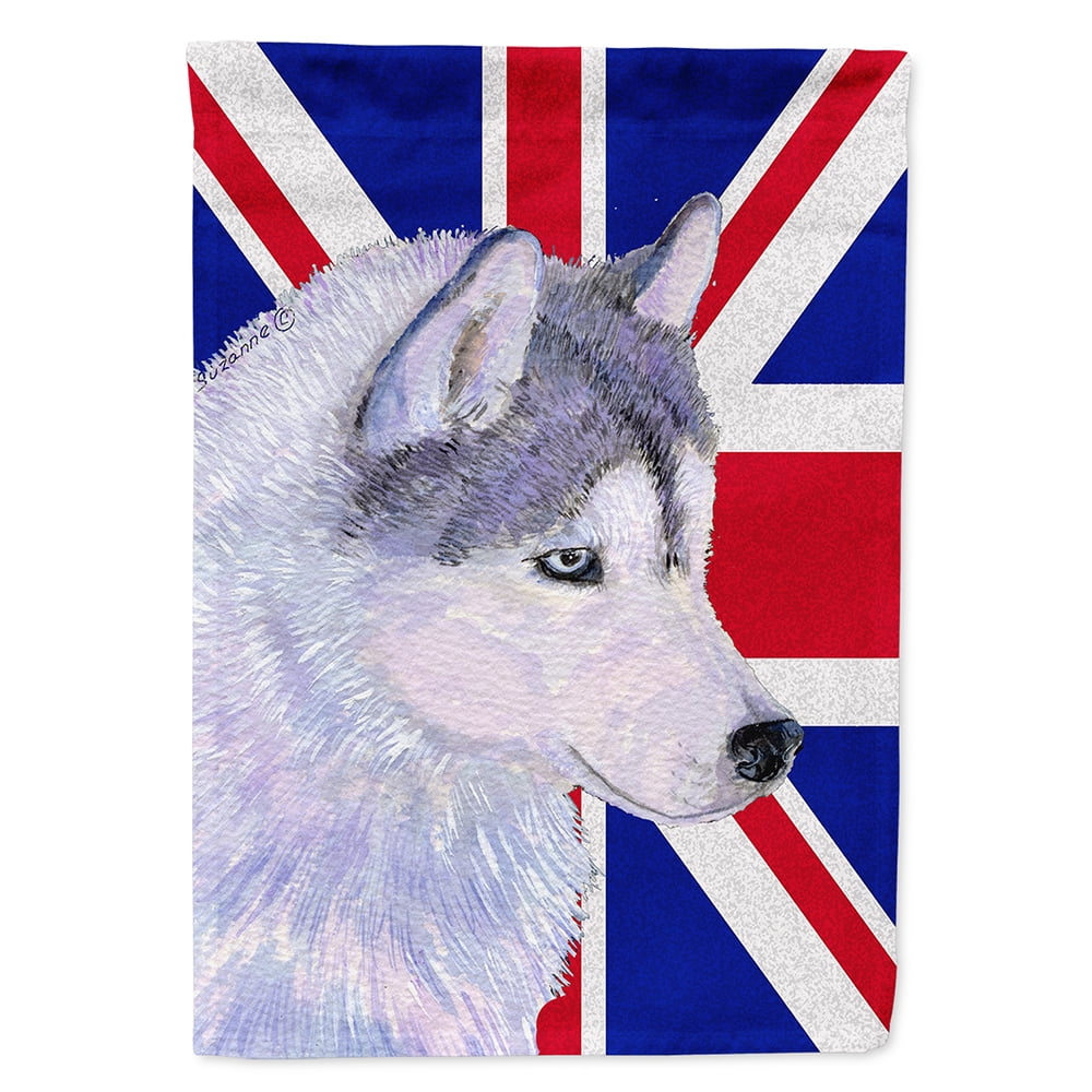 Siberian Husky with English Union Jack British Flag Garden Flag ...