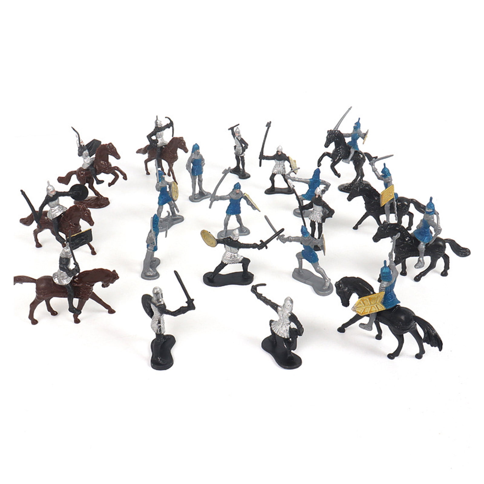 28Pcs Medieval Knight Soldier Horse Model Action Figures Figurine ...