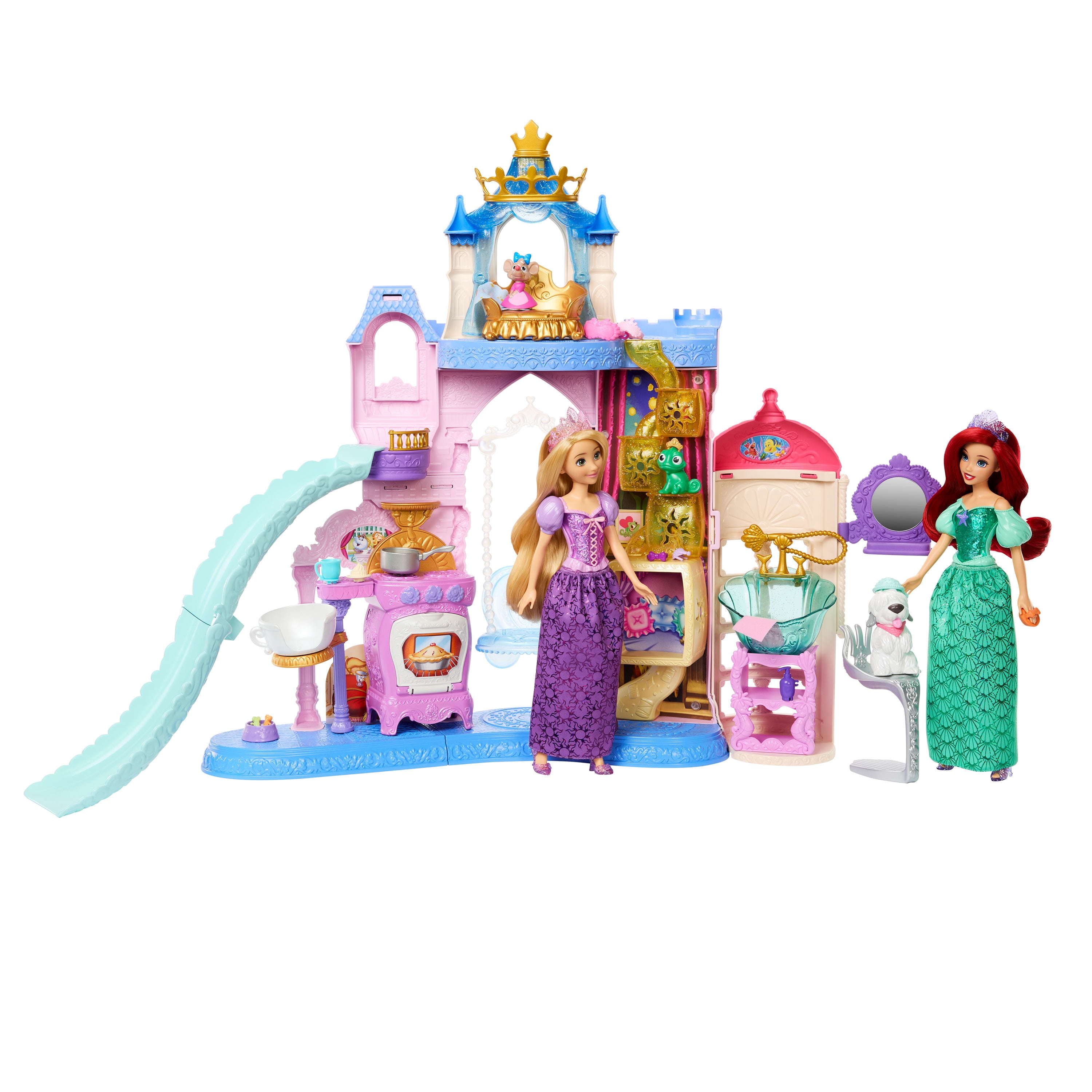 Disney Princess Pet Palace Playset with 7 Play Areas, 3 Animal Friends ...