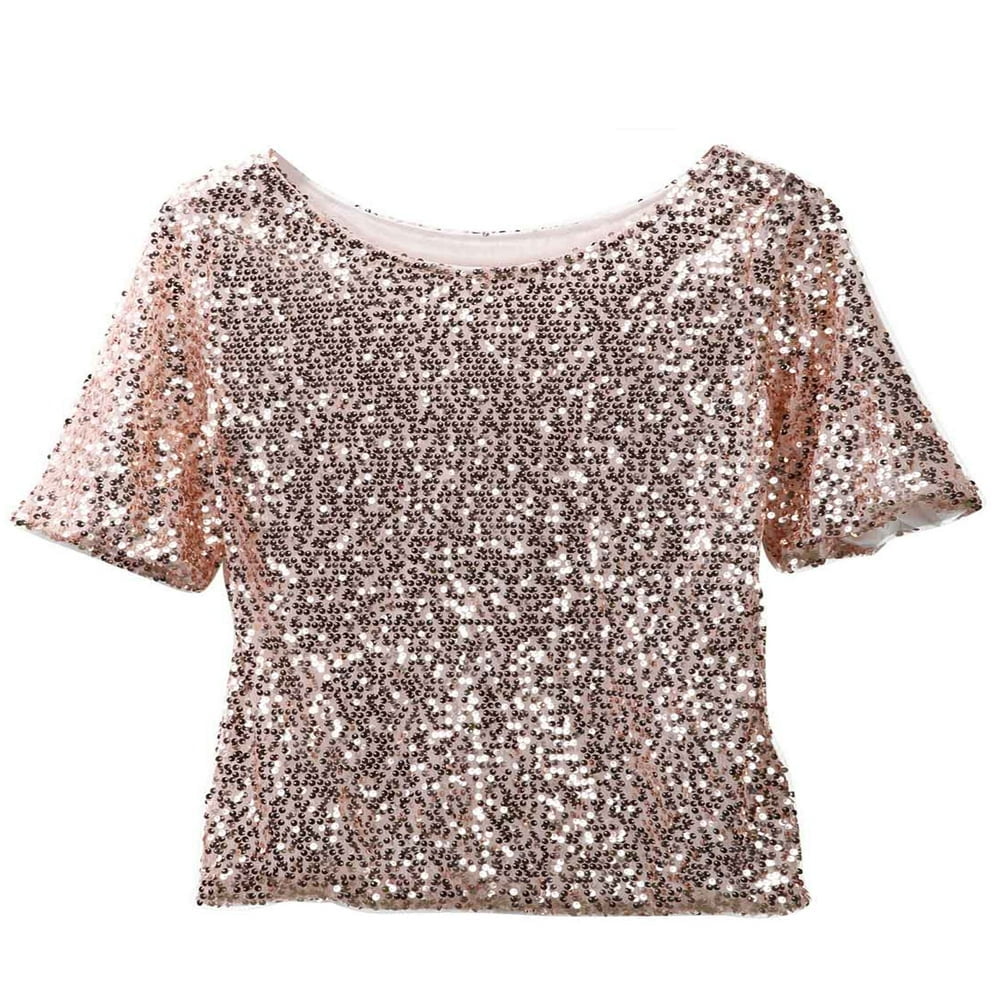 Sequin Womens Sparkle Tank 3/4 Sleeve Cocktail Party Top - Walmart.ca