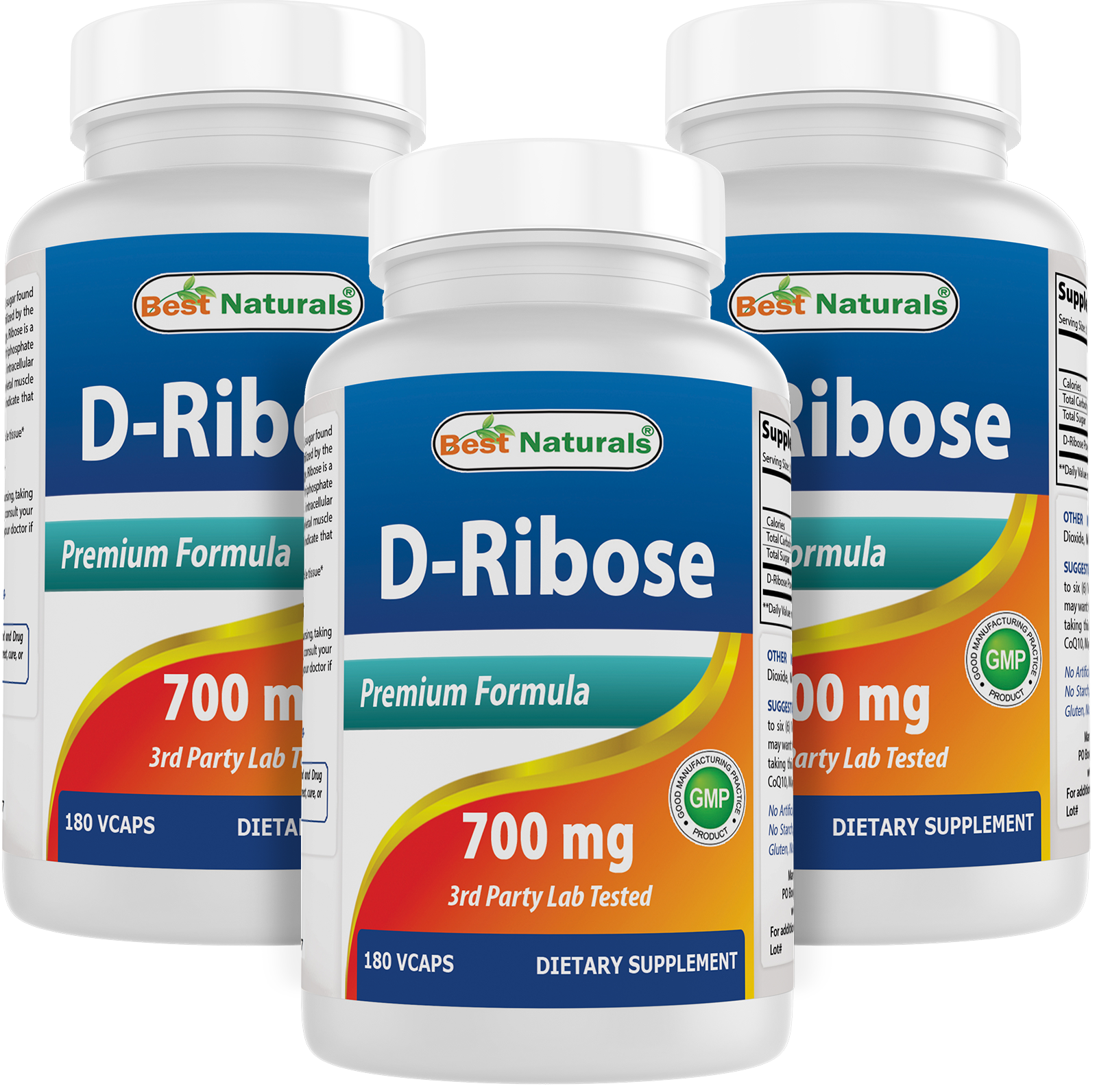 3 Pack Best Naturals D Ribose 700 mg 180 Vegetarian Capsules - Walmart.com