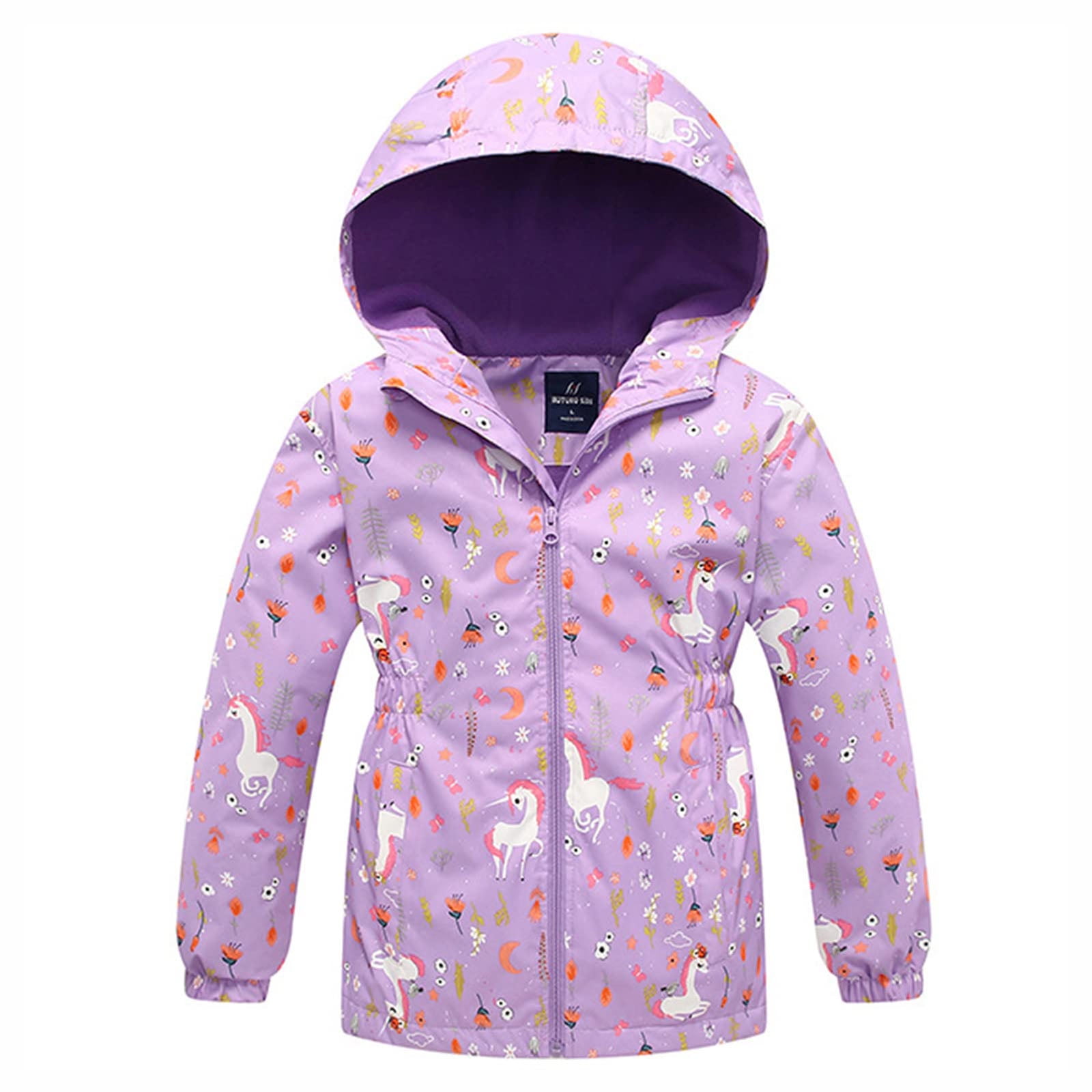 kids Zip Hooded Windbreakers Waterproof Rain Jackets Lightweight Fleece ...