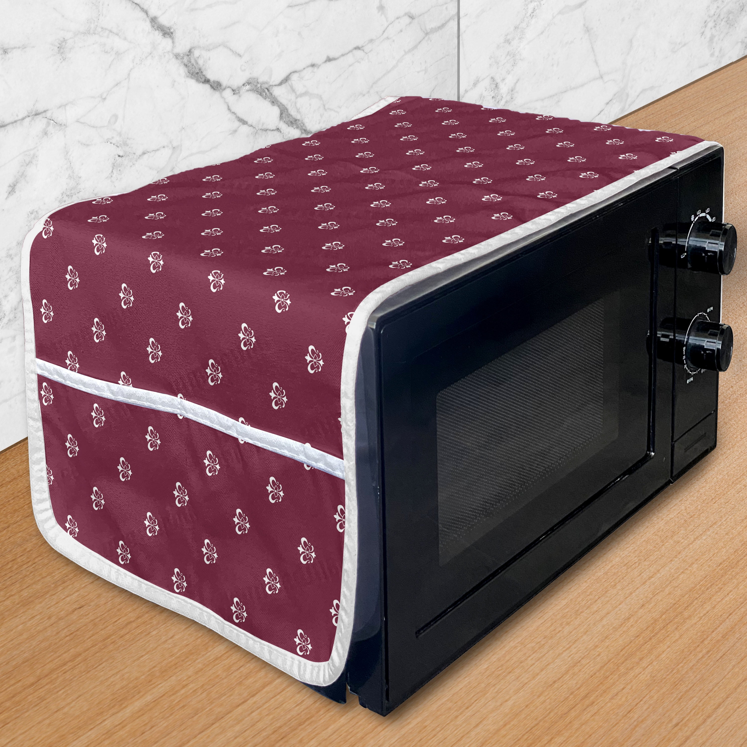Fleur De Lis Microwave Oven Cover, Rococo Royal Pattern Crown ...