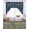Blue Dinosaur Kitchen Swag Valance for Window, Rod Pocket Short Kitchen ...