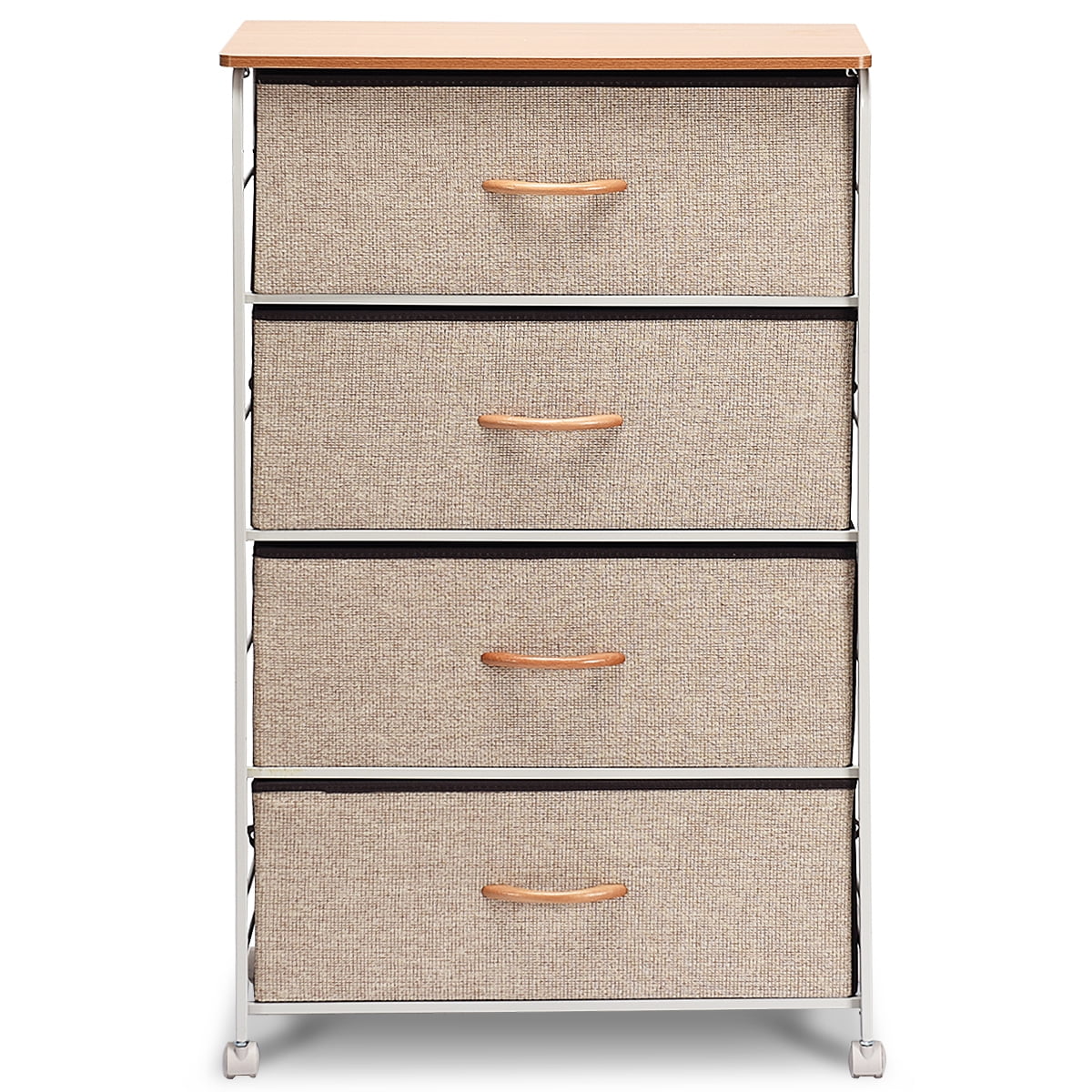 Topbuy 4-drawer Fabric Side Table Bed Sofa Side Storage Drawer Units ...