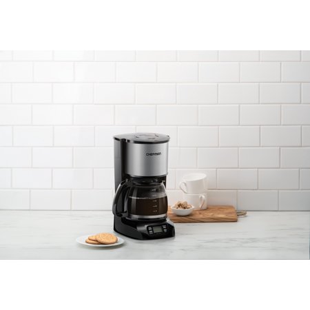Chefman 12-Cup Programmable Coffee Maker, Round Stainless Steel ...