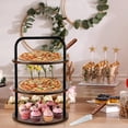 4 Pcs Wooden Pizza Stands Tiered Serving Tray Stand with 3 Pizza ...