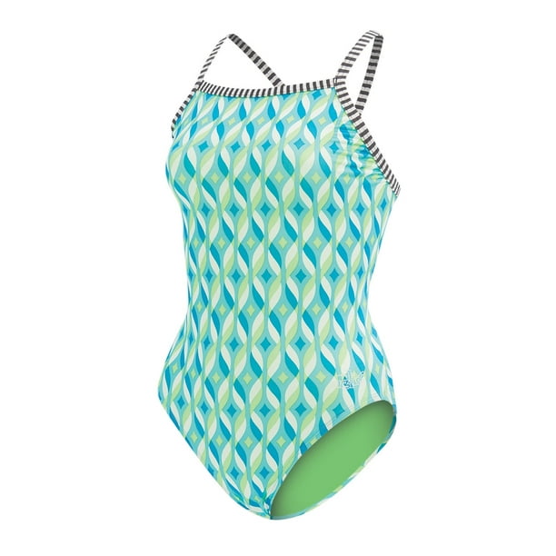 DOLFIN WOMEN'S UGLIES ONE-PIECE V-2 BACK SWIMSUIT-9502L TINSEL-BLUE ...