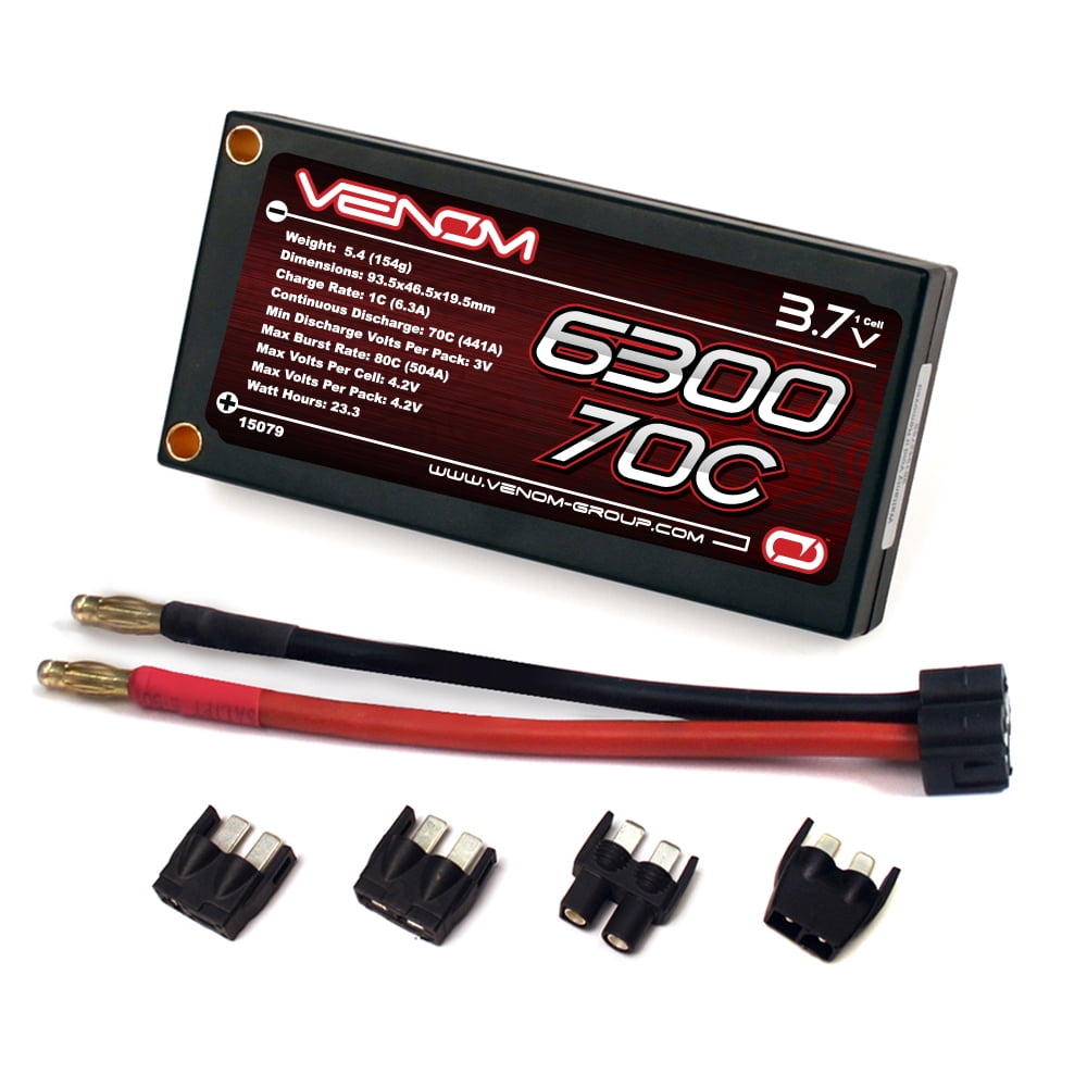 Venom 70C 1S 3.7V 6300mAh Hard Case LiPo Battery with Universal Plug ...