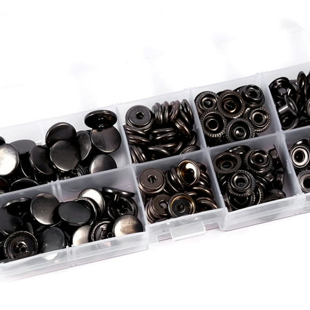 Peahefy 100 Sets 15mm Black Snap Fasteners Popper Press Stud Button ...