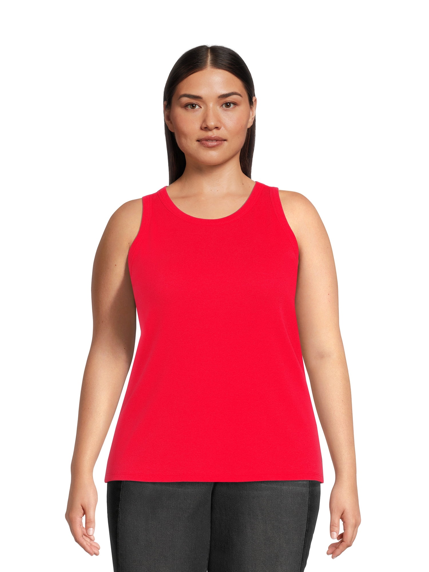 Terry and Sky Women's Plus Size High Neck Rib Tank Top - Walmart.com
