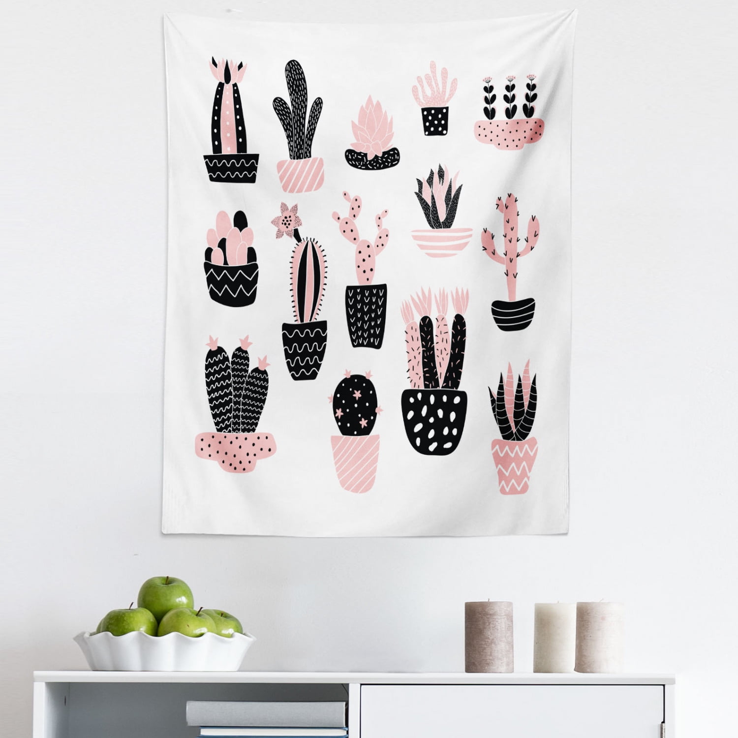 Cactus Tapestry, Succulent Garden Illustration with Different ...