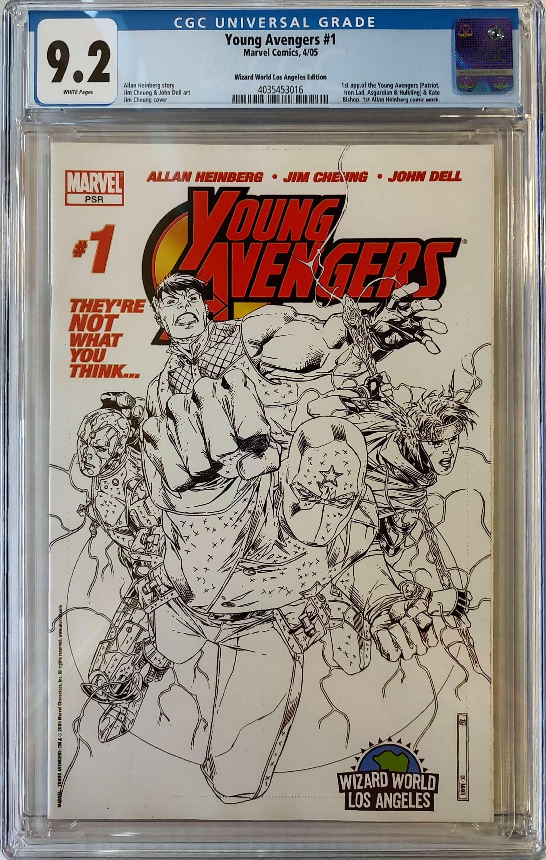 Marvel Comics Young Avengers #1 CGC 9.2 Graded (Jim Cheung Wizard World ...