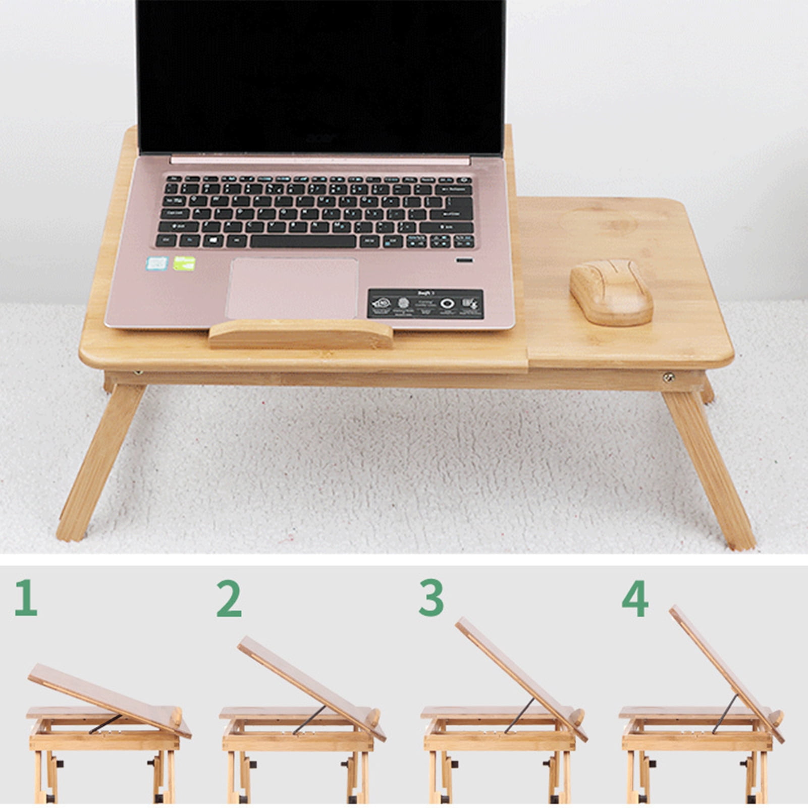 Jadeshay Portable Liftable Bamboo Laptop Desk, Adjustable Computer Bed ...