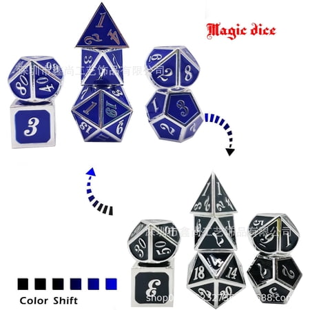Color shift Edge Metal Dice Set Role Playing Dragons Magic Dice Bar ...