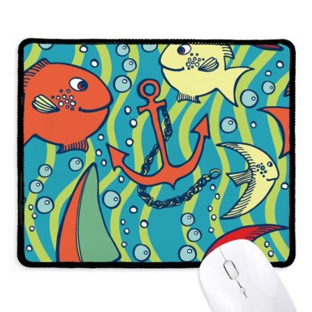 Navigation Fish Boat Colourful Ocean Mousepad Stitched Edge Mat Rubber ...