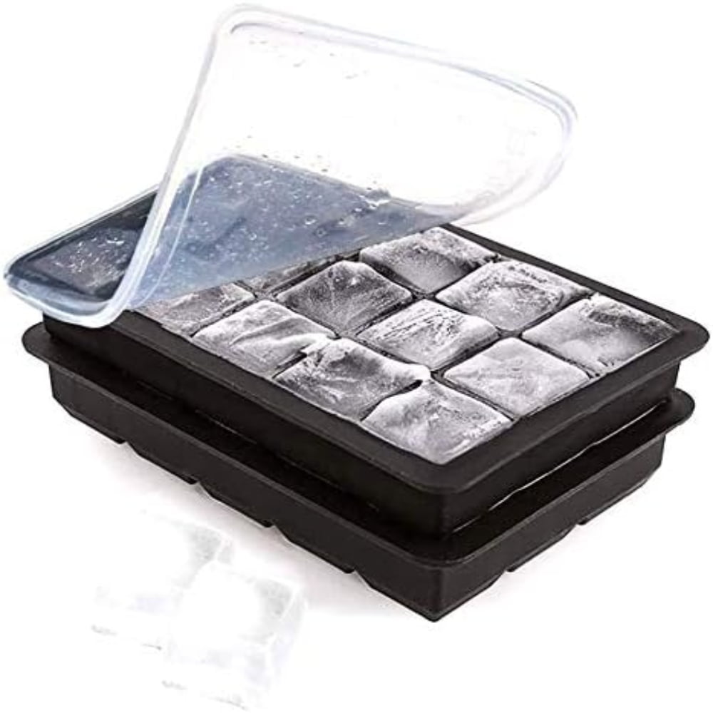 PEACNNG Silicone Ice Cube Trays with No Leaking Lid, Easy - Release and ...