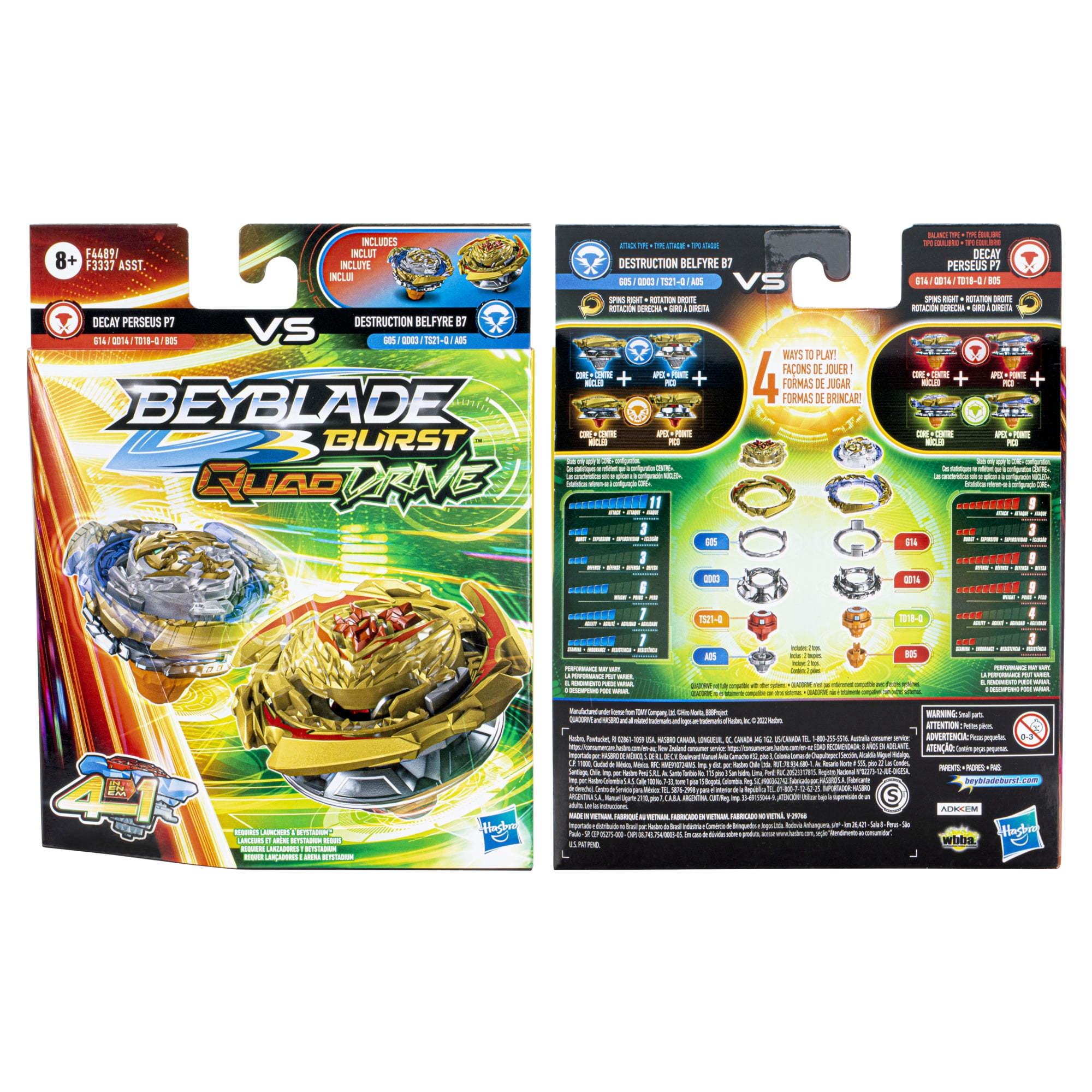 Buy Beyblade Burst QuadDrive Destruction Belfyre B7, Decay Perseus P7 ...