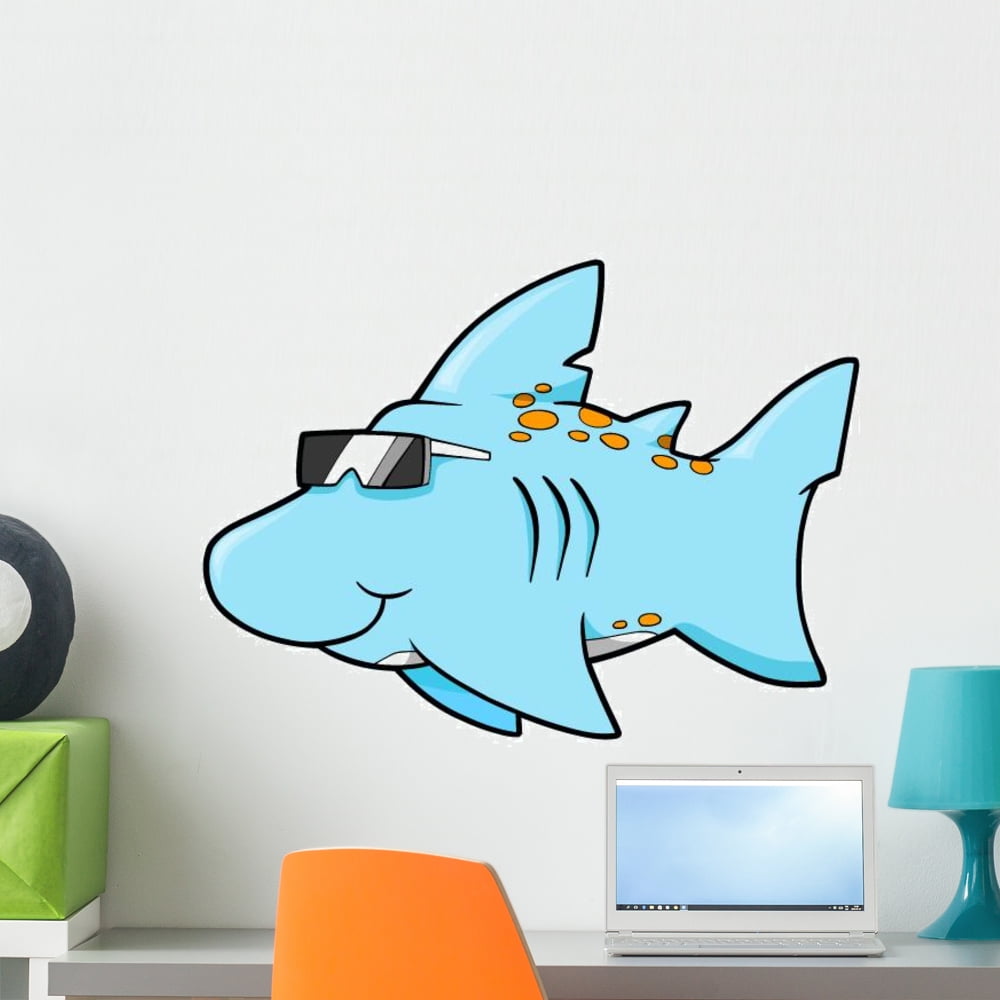 Chill Blue Shark Shades Wall Decal Sticker, Wallmonkeys Peel & Stick ...
