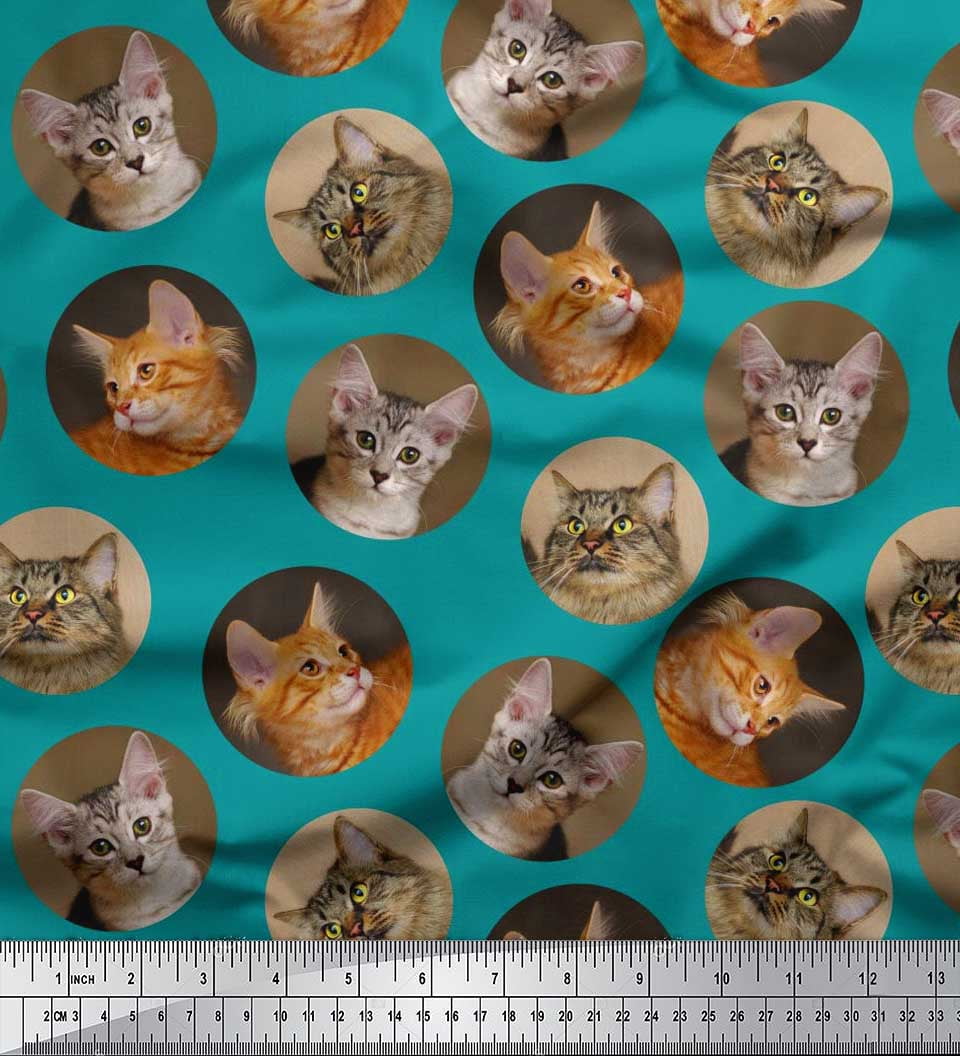 Soimoi Velvet Fabric Cat Face Animal Print Fabric by The Yard 58 Inch ...