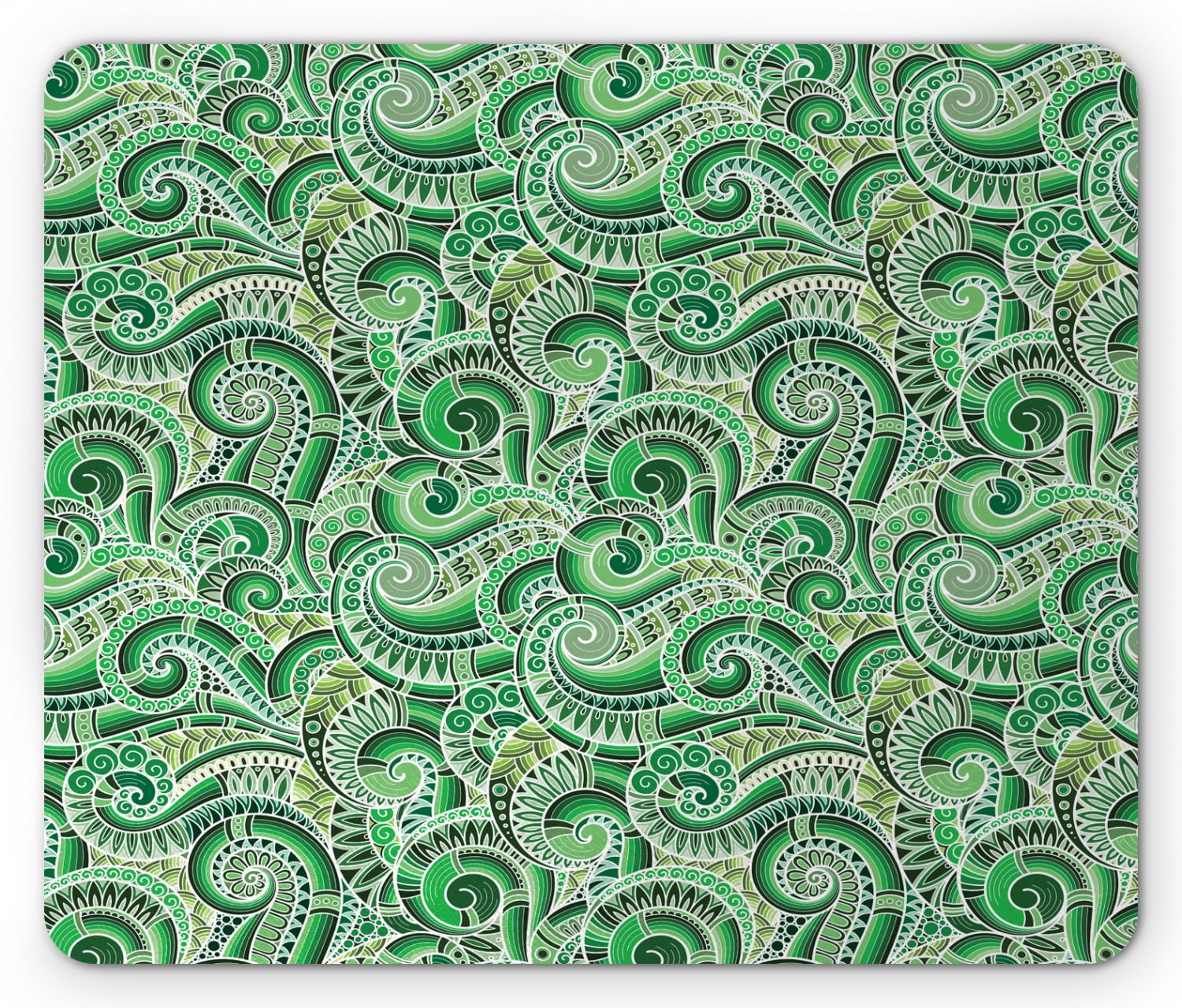 Asian Mouse Pad, Classic Design Swirl Doodle Floral Illustration Curvy ...
