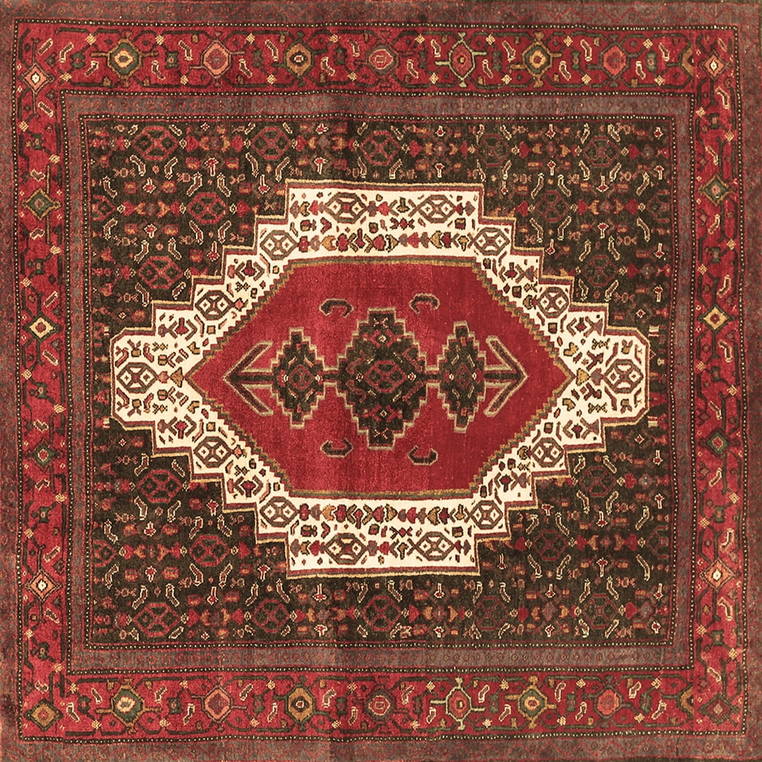 Ahgly Company Indoor Square Persian Brown Traditional Area Rugs, 4 ...