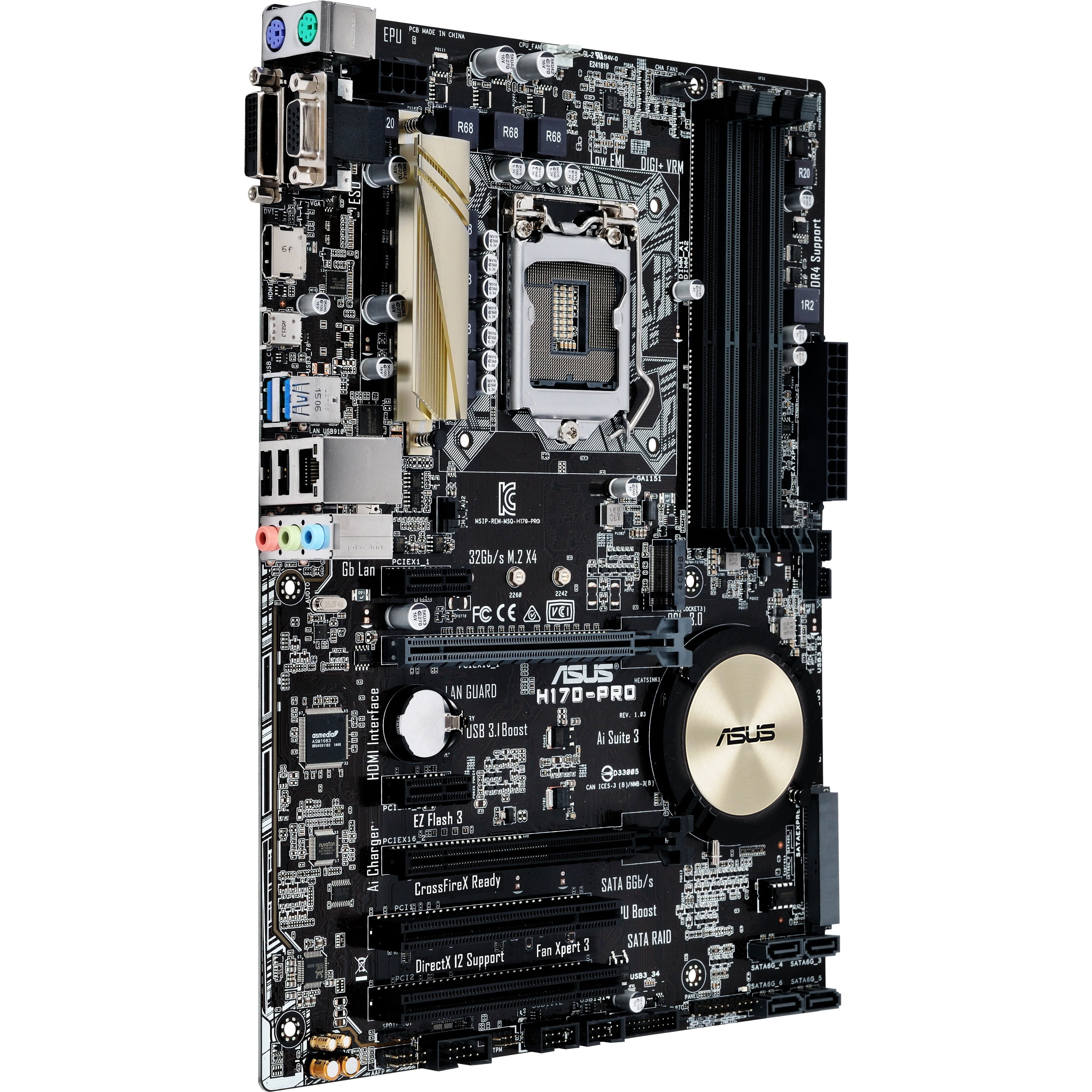 Asus H170-PRO/CSM Desktop Motherboard, Intel Chipset, Socket H4 LGA ...