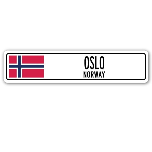OSLO, NORWAY Street Sign Norwegian flag city country road wall gift ...