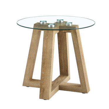 SHYFOY Round Solid Wood End Table White Pedestal Side Table Living Room ...