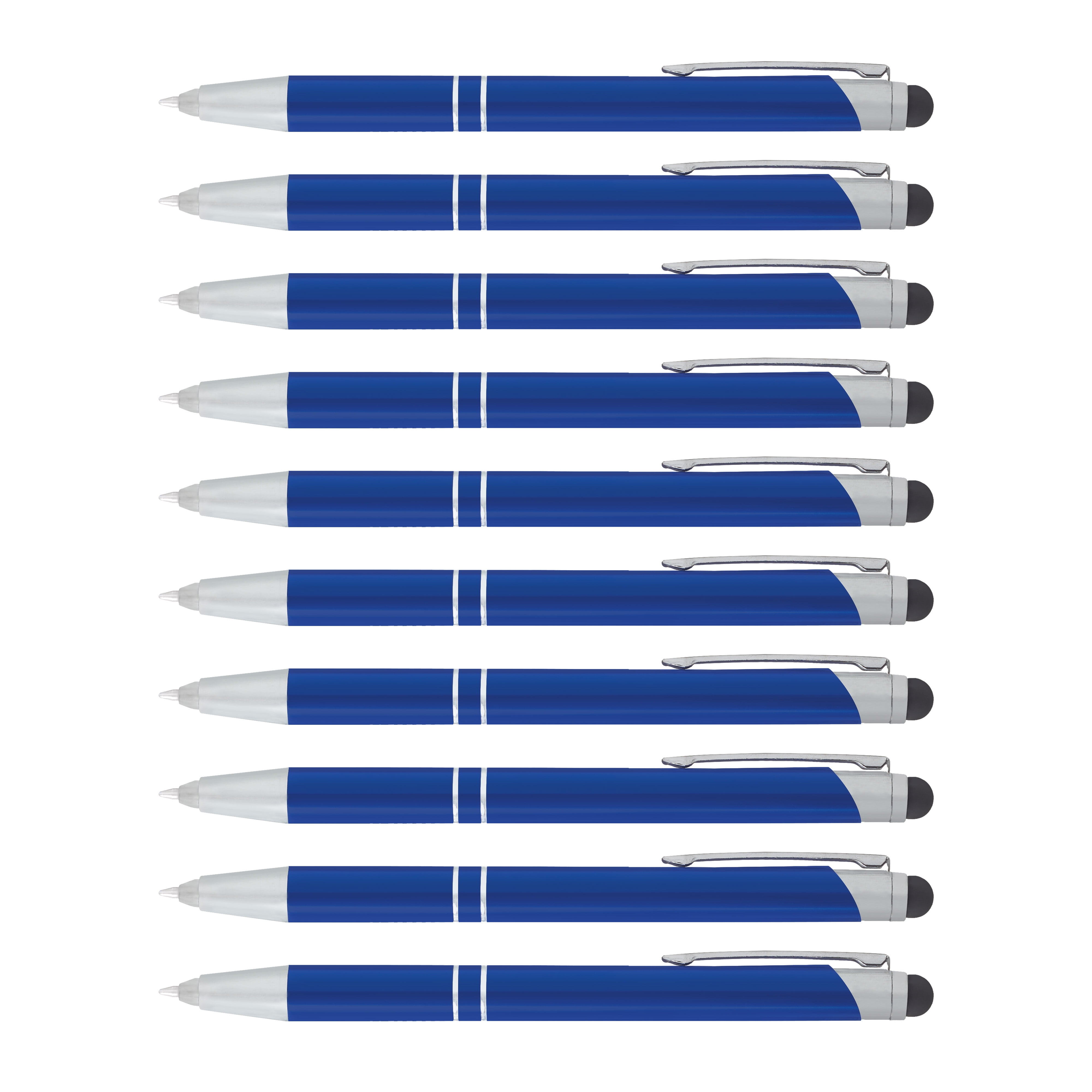 10 Night Rite Stylus Metal Pens Pack - LED, Twist Action, Black Ink ...