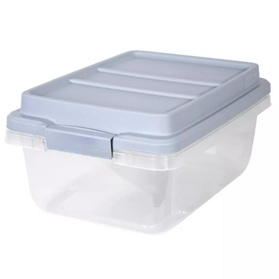 40qt Clear Plastic Storage Bin with Gray HI-RISE Stackable Lid: Under ...