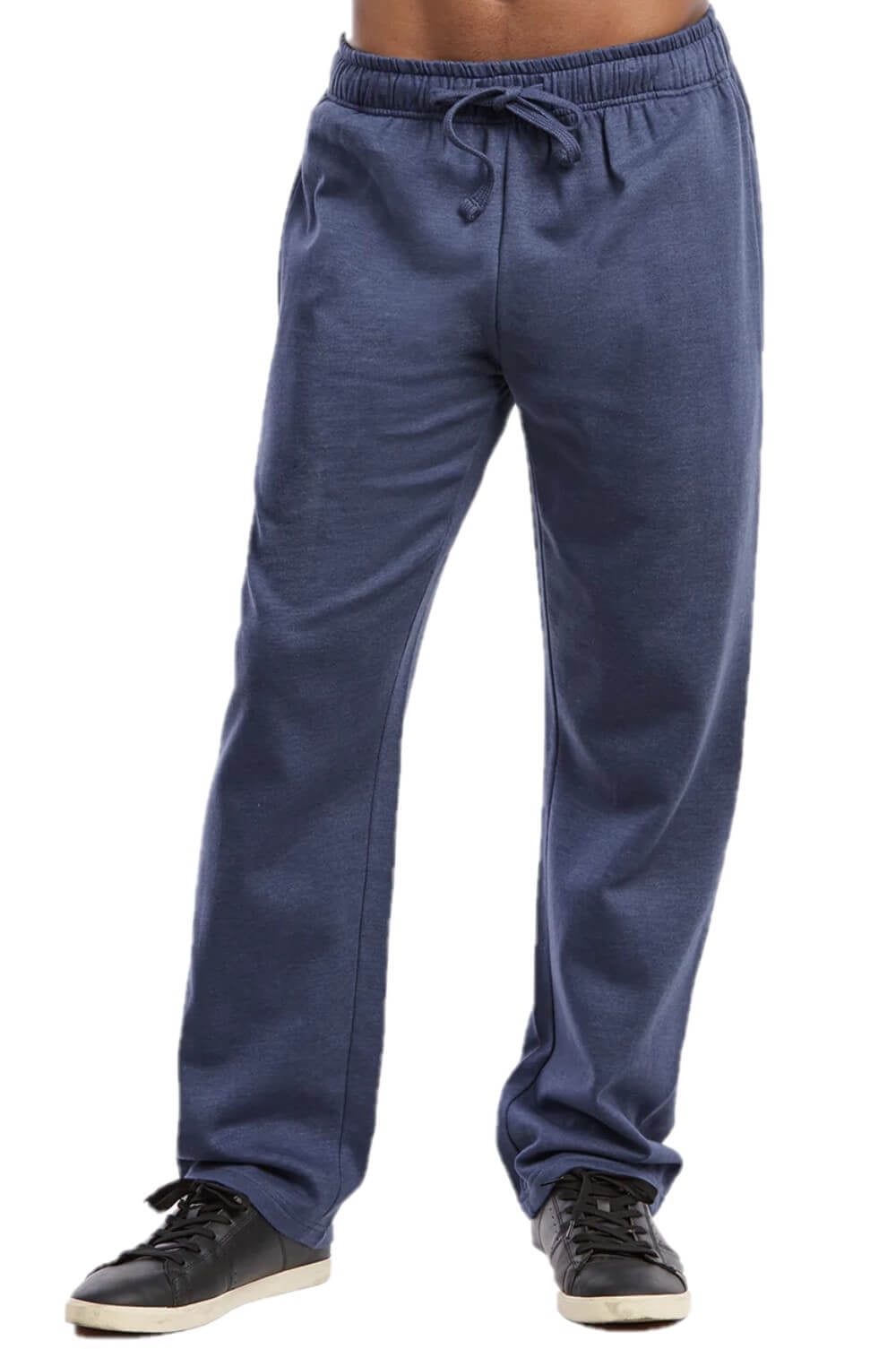 Men's Lightweight Fleece Open Bottom Sweatpants with Pockets, Navy-Marl ...