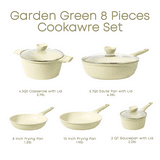 Carote 8 Pcs Nonstick Induction Cookware Set, Green Granite Pots and ...