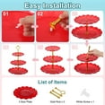3-Tier Cupcake Stand Holder, Square Tiered Serving Dessert Tray, Red ...