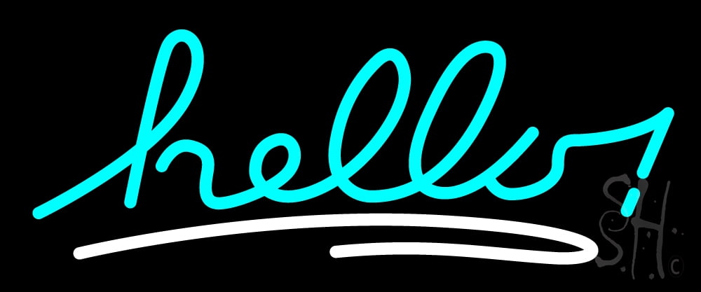 Hello LED Neon Sign 10 x 24 - inches, Black Square Cut Acrylic Backing ...