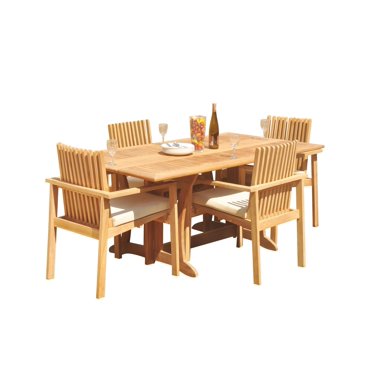 Grade-A Teak Dining Set: 4 Seater 5 Pc: 36" Round Table And 4 Clipper ...