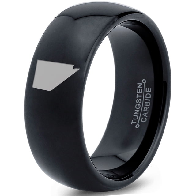 Tungsten Nevada The Silver State Band Ring 8mm Men Women Comfort Fit ...