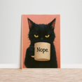 Affixzi Nope Cat Wall Art, Grumpy Black Cat Coffee Print, Unframed ...