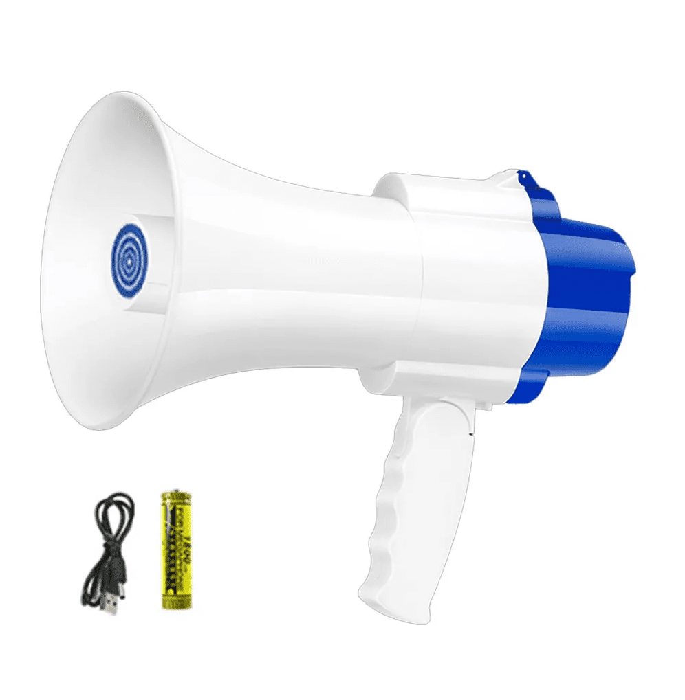 "Bluetooth Megáfono Con Grabador Reproductor Y Sirena Usb Blano Azil ...