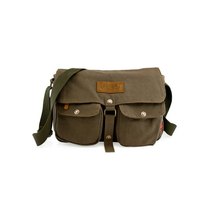 Gearonic - Men's Vintage Canvas Leather Satchel School Military ...