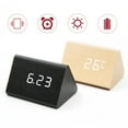 AURORA TRADE Modern Triangle Wood Clock Digital LED Wooden Alarm Clocks ...