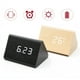 AURORA TRADE Modern Triangle Wood Clock Digital LED Wooden Alarm Clocks Digital Desk Thermometer ...