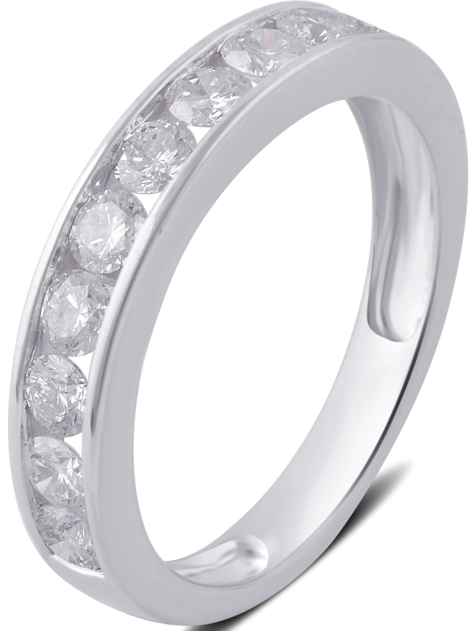 3/4 Carat T.W Round Diamond 10K White Gold Wedding Band - Walmart.com