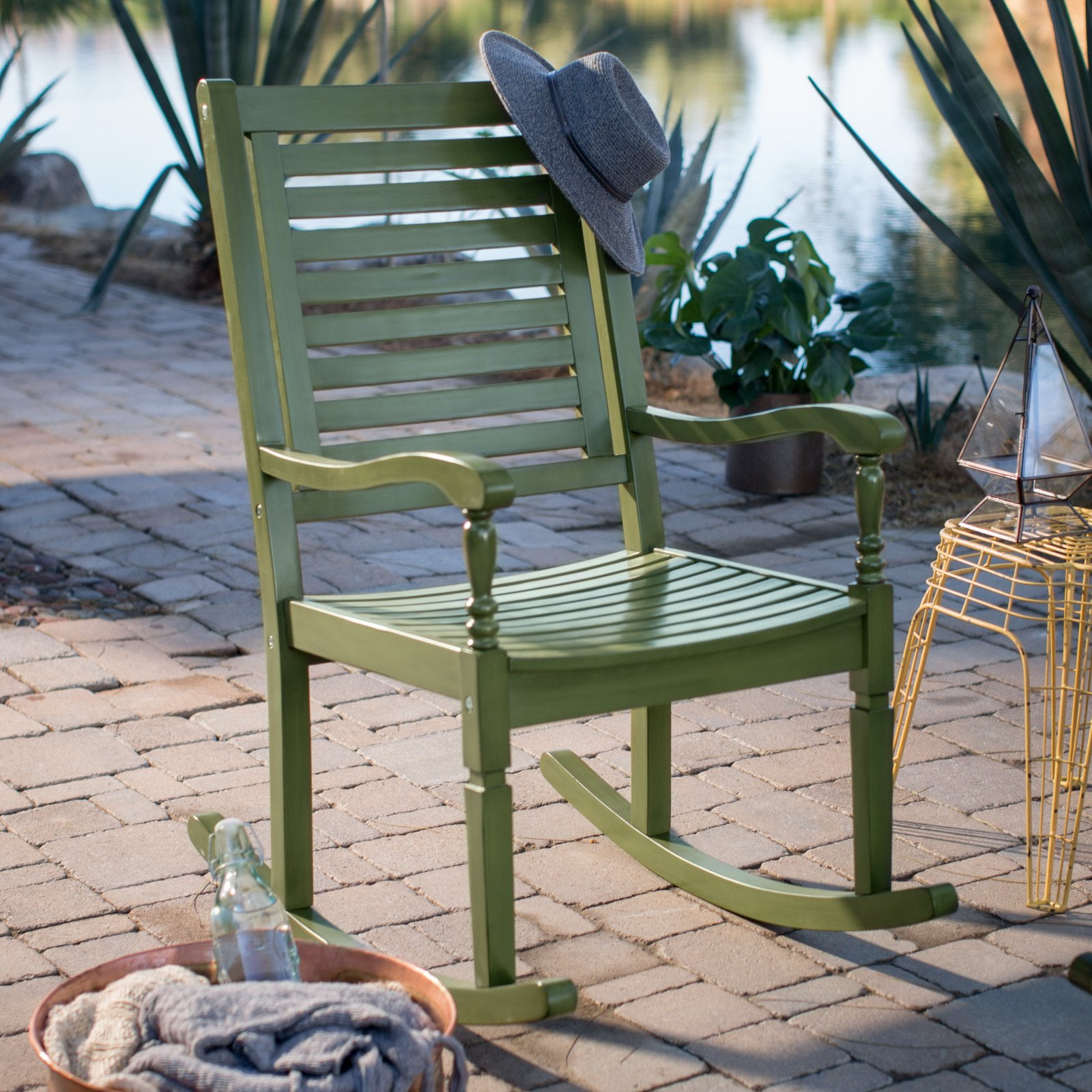 Belham Living Cottonwood Indoor/Outdoor Wood Rocking Chair - Olive ...