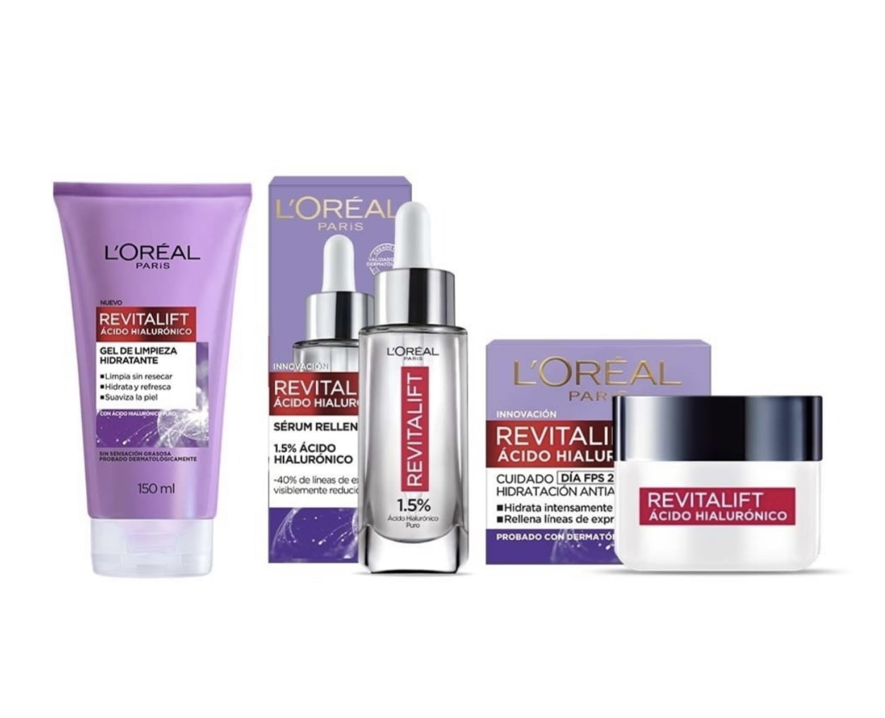 Kit L'oréal Paris Ácido Hialurónico Gel + Crema Día + Sérum L'oréal Kit ...